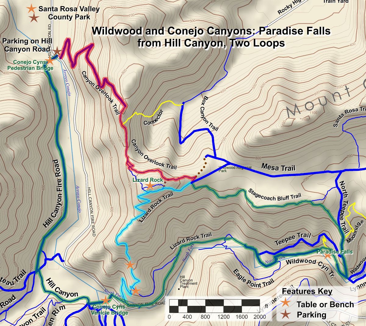 It’s New Map Monday: Two loop routes to Paradise Falls from Hill Canyon ...